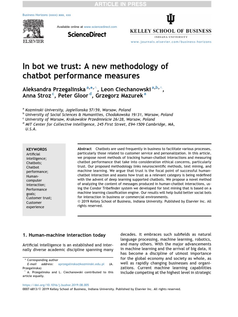 In Bot We Trust A New Methodology Ofchat | PDF | Artificial ...