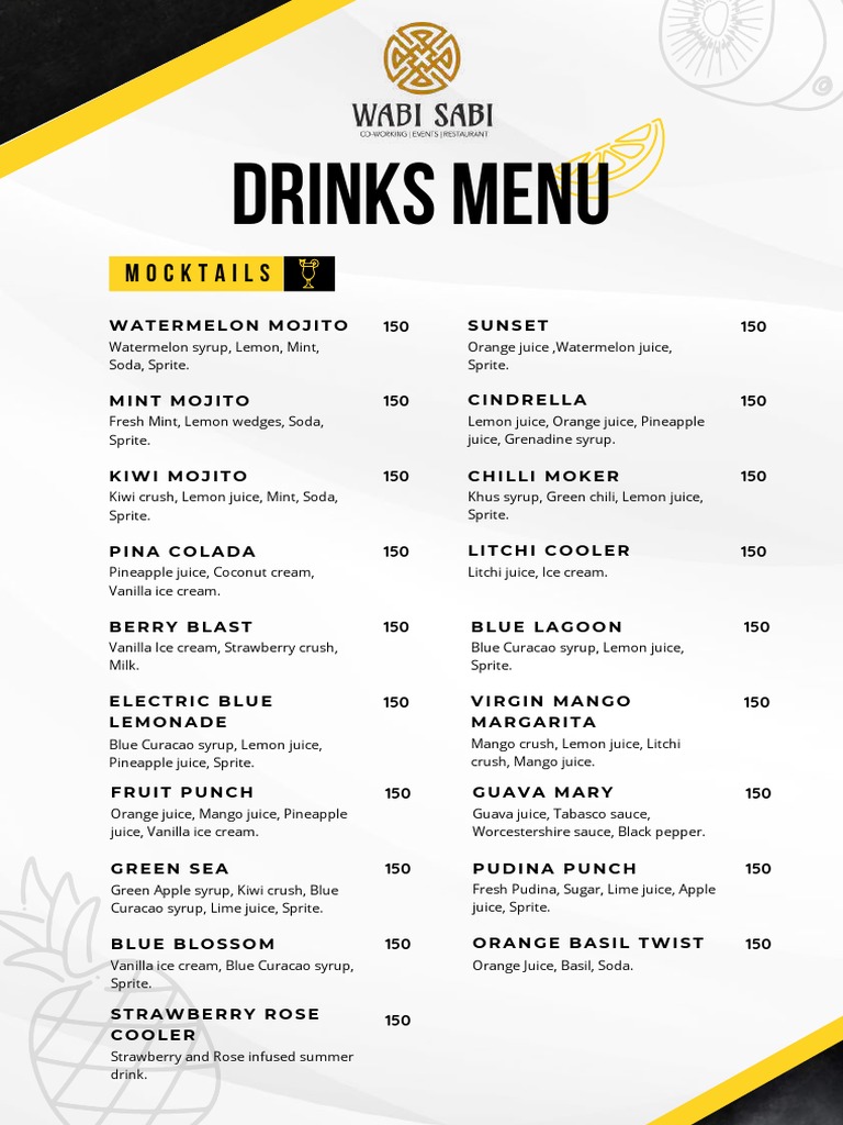 Mocktails Menu 1 Compressed | PDF | Juice | Diet & Nutrition