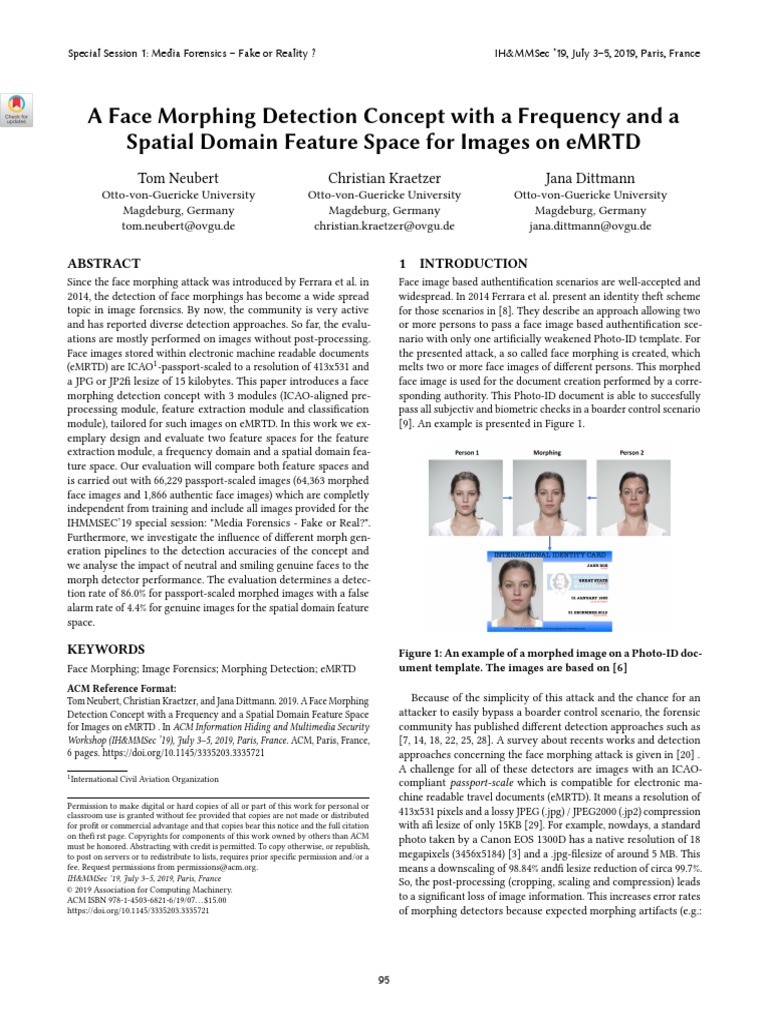 A Face Morphing Detection Concept | PDF | Discrete Fourier Transform ...