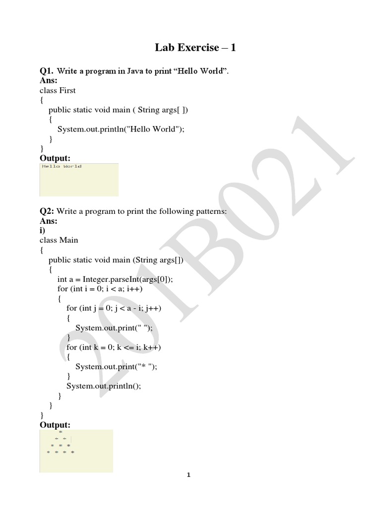 Lab Exercise - 1: Q1. Ans | PDF | Computer Programming | Programming Paradigms