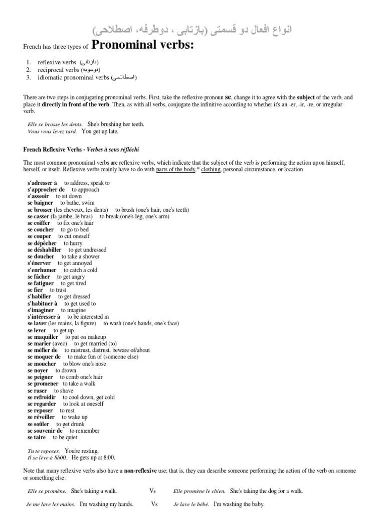 Pronominal Verbs in French | PDF | Pronoun | Verb
