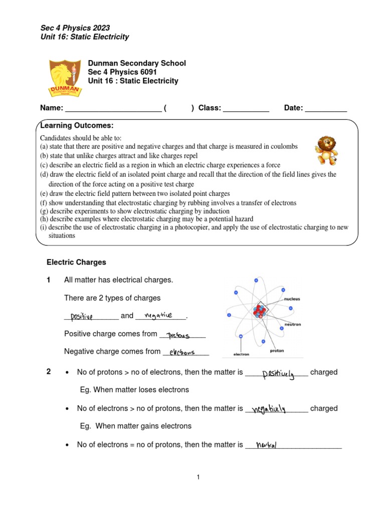 Sec 4 Physics: Static Electricity | PDF | Electric Charge | Electrostatics