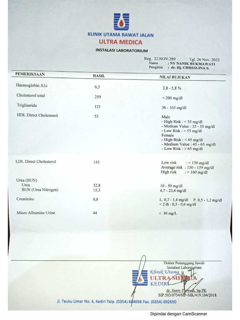 Hasil Pemeriksaan Hba1c 26-11-22 | PDF