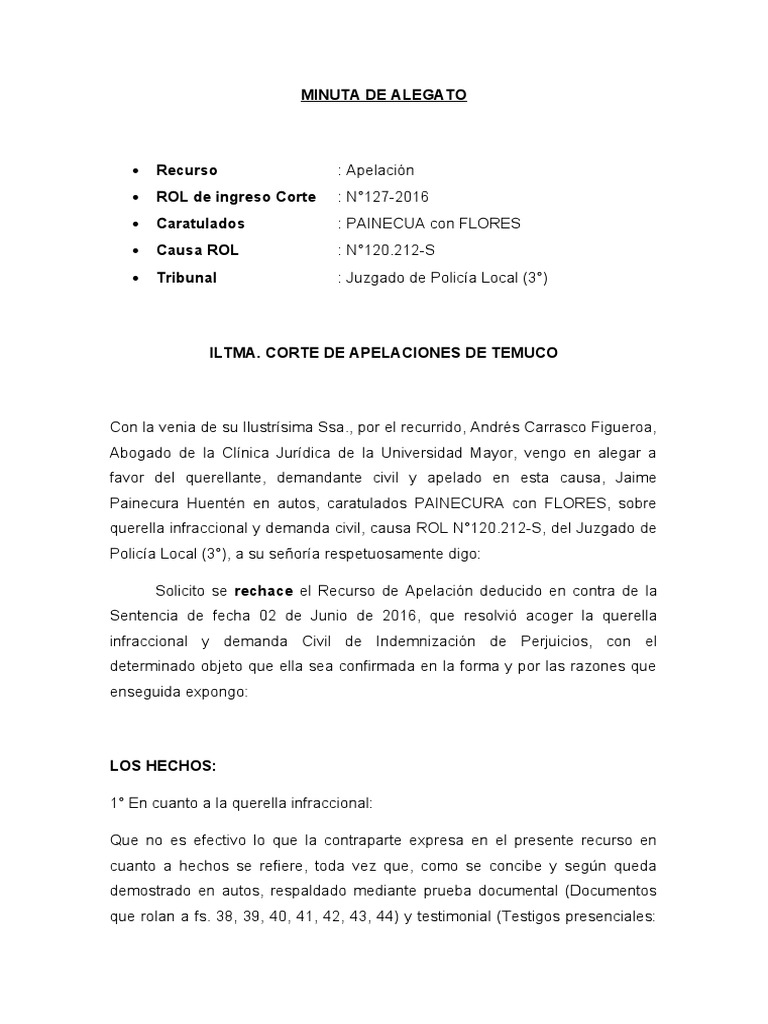 Minuta de Alegato Causa JPL | PDF