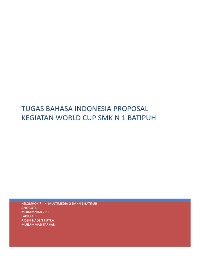Proposal Kegiatan world cup SMKN 1 BATIPUH | PDF