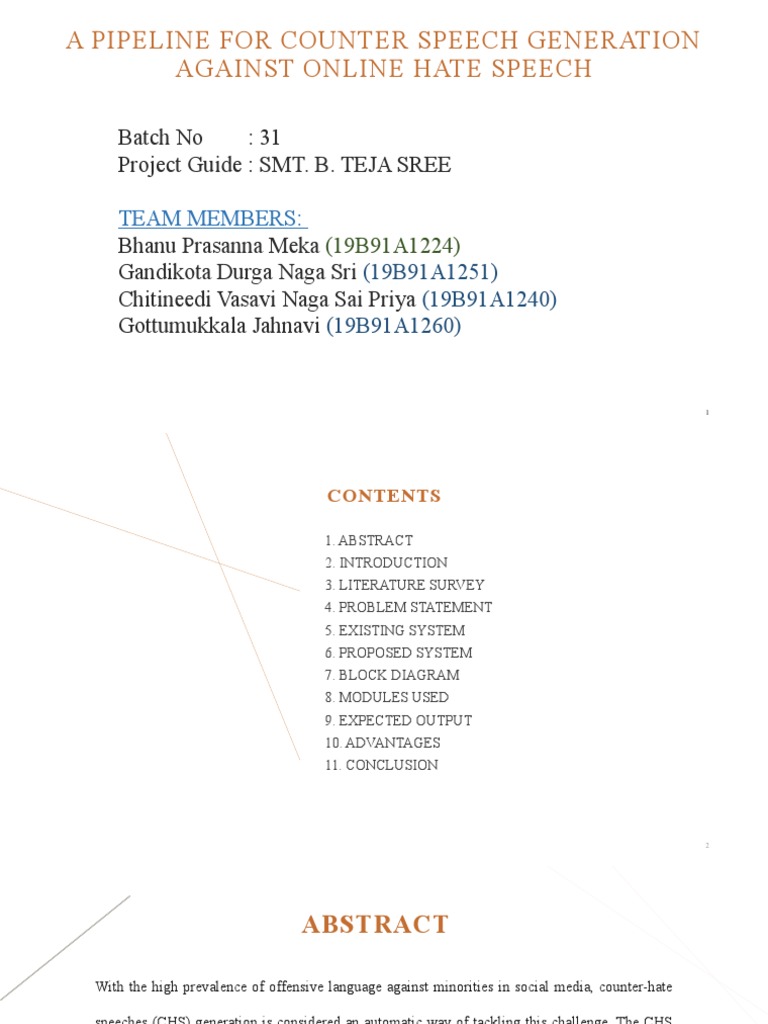 A Pipeline For Counter Speech Generation Against Online Hate Speech | PDF | Cognitive Science ...