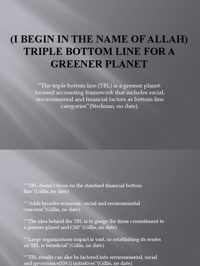 Triple Bottom Line Framework for a Greener Planet | PDF | Economies ...