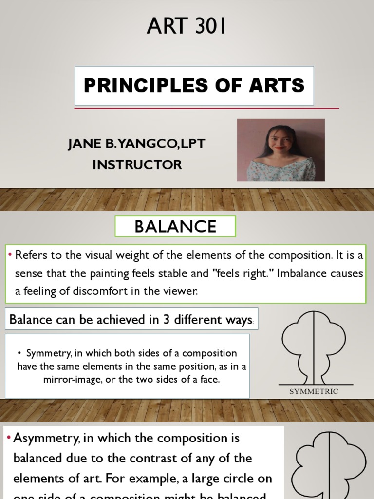 Principles of Arts: Jane B. Yangco, LPT Instructor | PDF | Composition (Visual Arts) | Vision