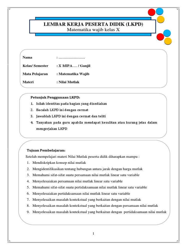 LKPD Nilai Mutlak | PDF