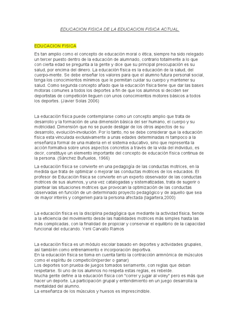 Educacion Fisica de La Educacion Fisica Actual | PDF