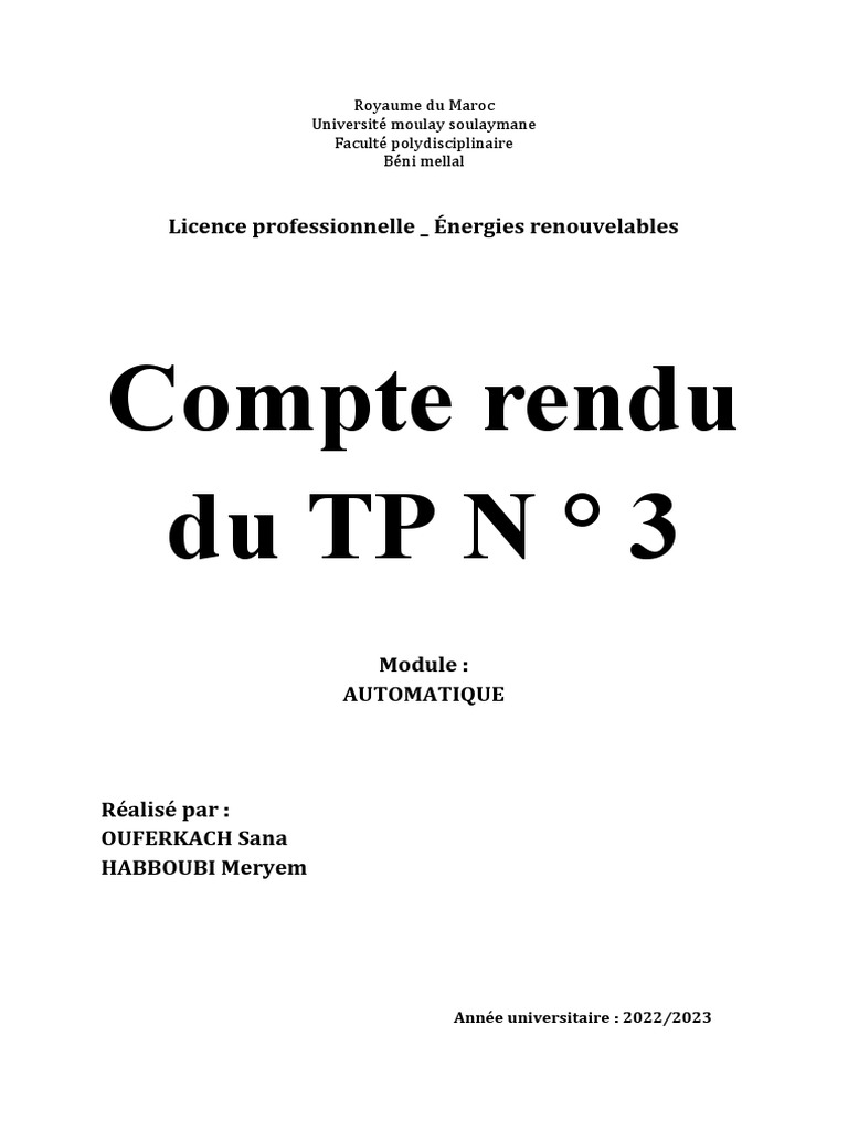 Tp3 Automatique | PDF