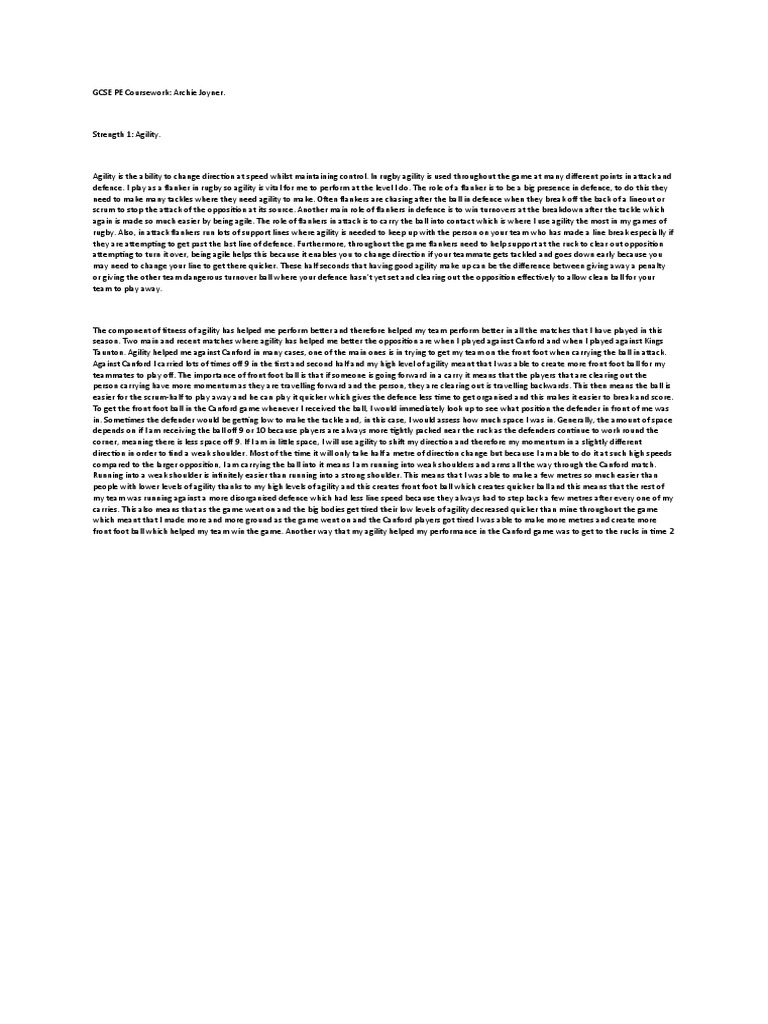 GCSE PE Coursework | PDF