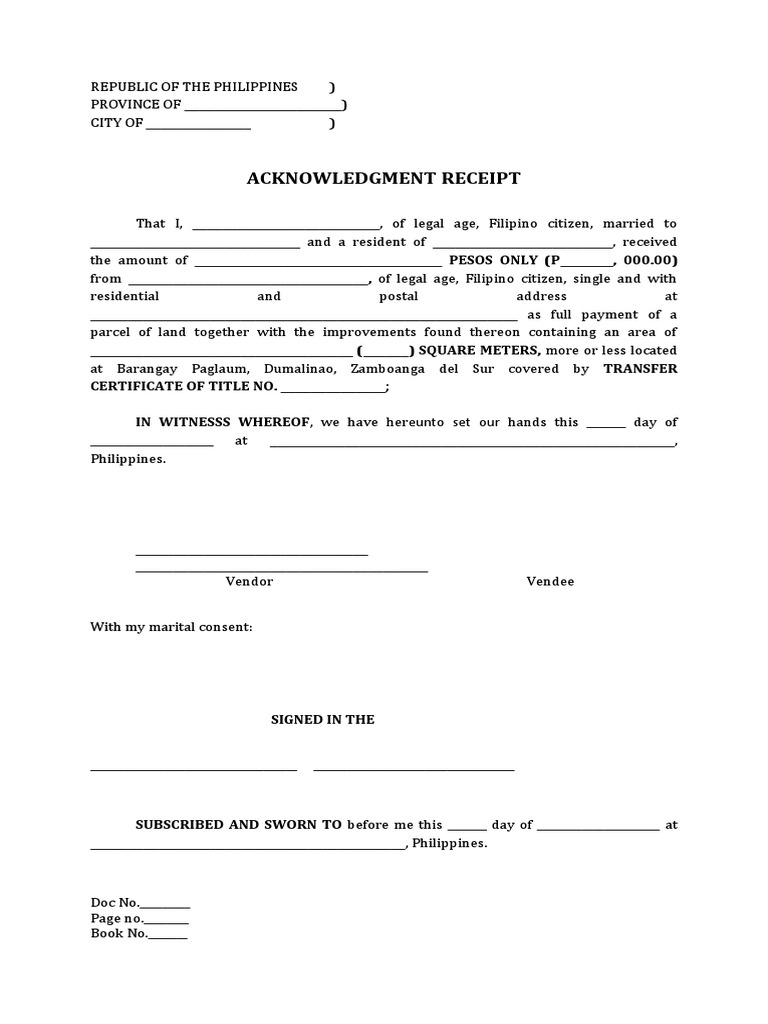 ACKNOWLEDGMENT-RECEIPT SAMPLE | PDF