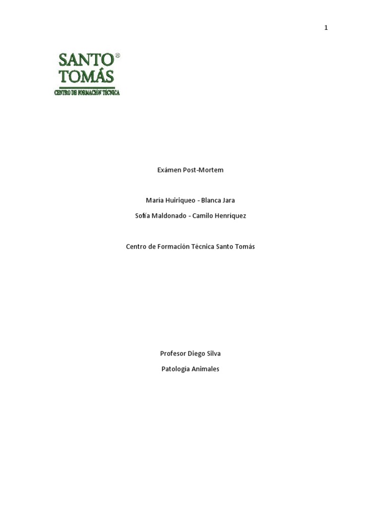 Tarea 1 Examen Post Mortem | PDF | Medicina | Causas de la muerte