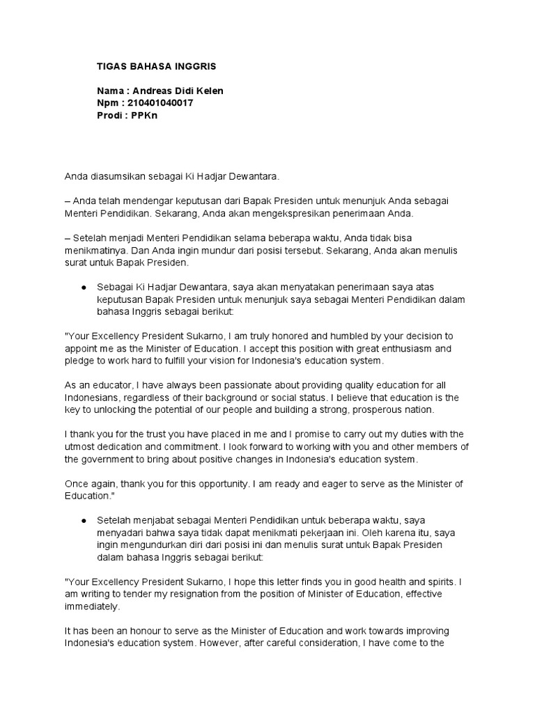 Tugas B. Inggris - Ama Kelen | PDF | Indonesian Language