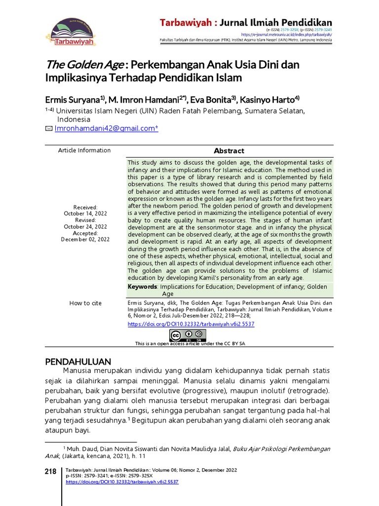 The Golden Age Perkembangan Anak Usia Dini Dan Imp | PDF | Cognitive ...