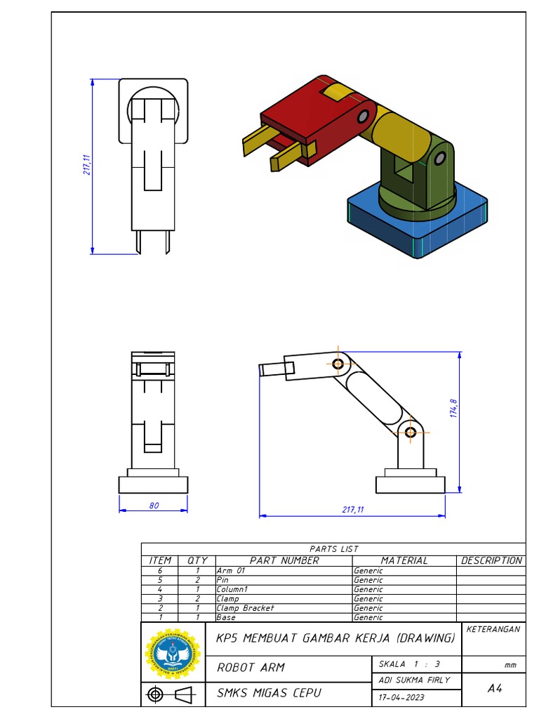 Tugas KP 5 - Membuat Gambar Kerja (Drawing) Robot Arm | PDF Tugas KP 5 - Membuat Gambar Kerja (Drawing) Robot Arm | PDF