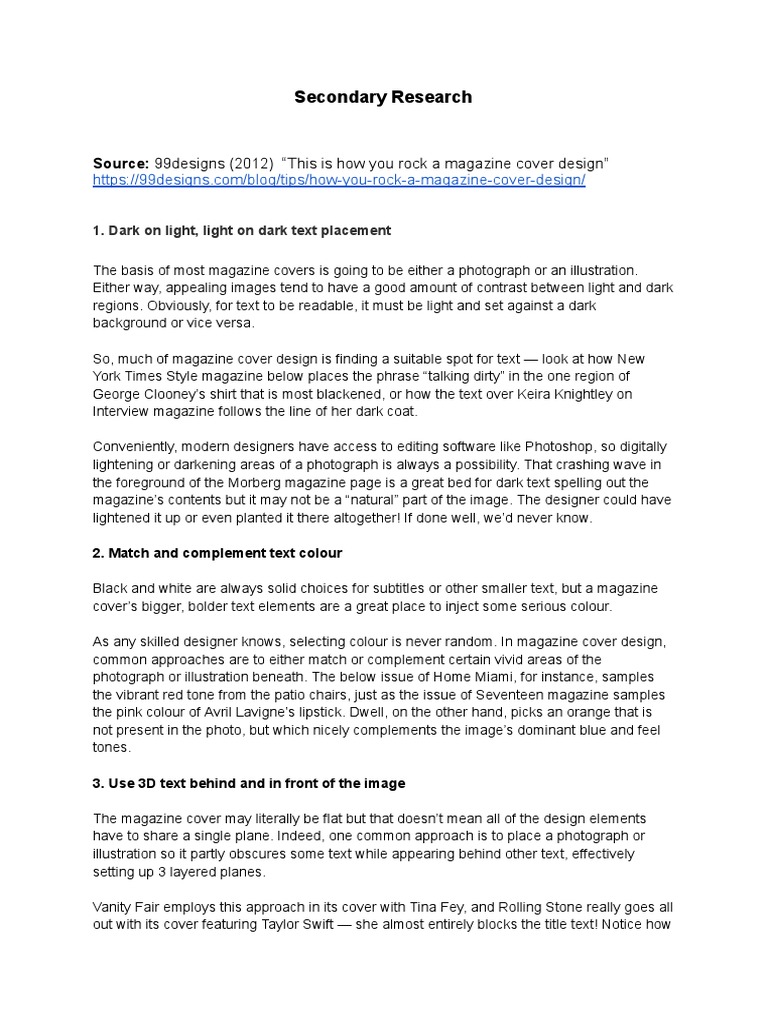 Secondary Research | PDF | Magazines | Page Layout