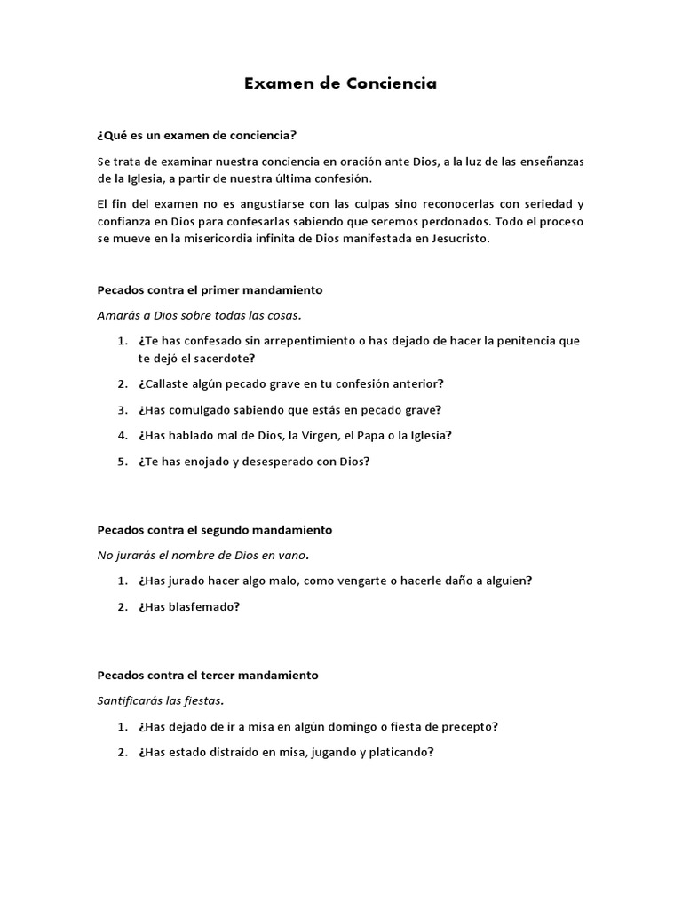 Examen de Conciencia | PDF | Pecado