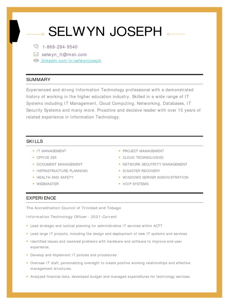 Selwyn Joseph Resume 2022 | PDF