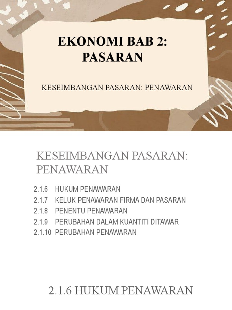 Ekonomi Bab 2: Pasaran | PDF
