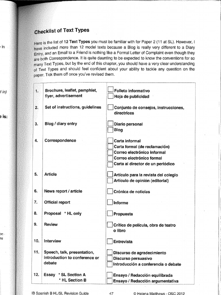 Spanish Text Types Advice | PDF
