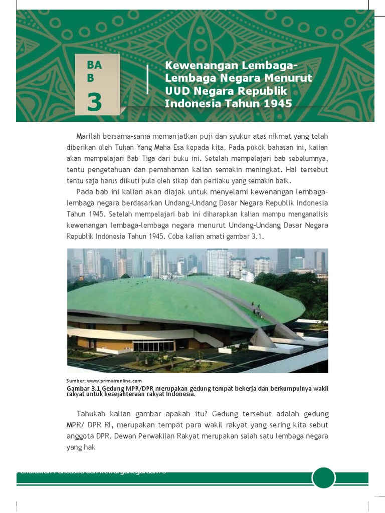 Bab 3 Kewenangan Lembaga Lembaga Negara Menurut Uud Negara Republik Indonesia Tahun 1945 Pdf 
