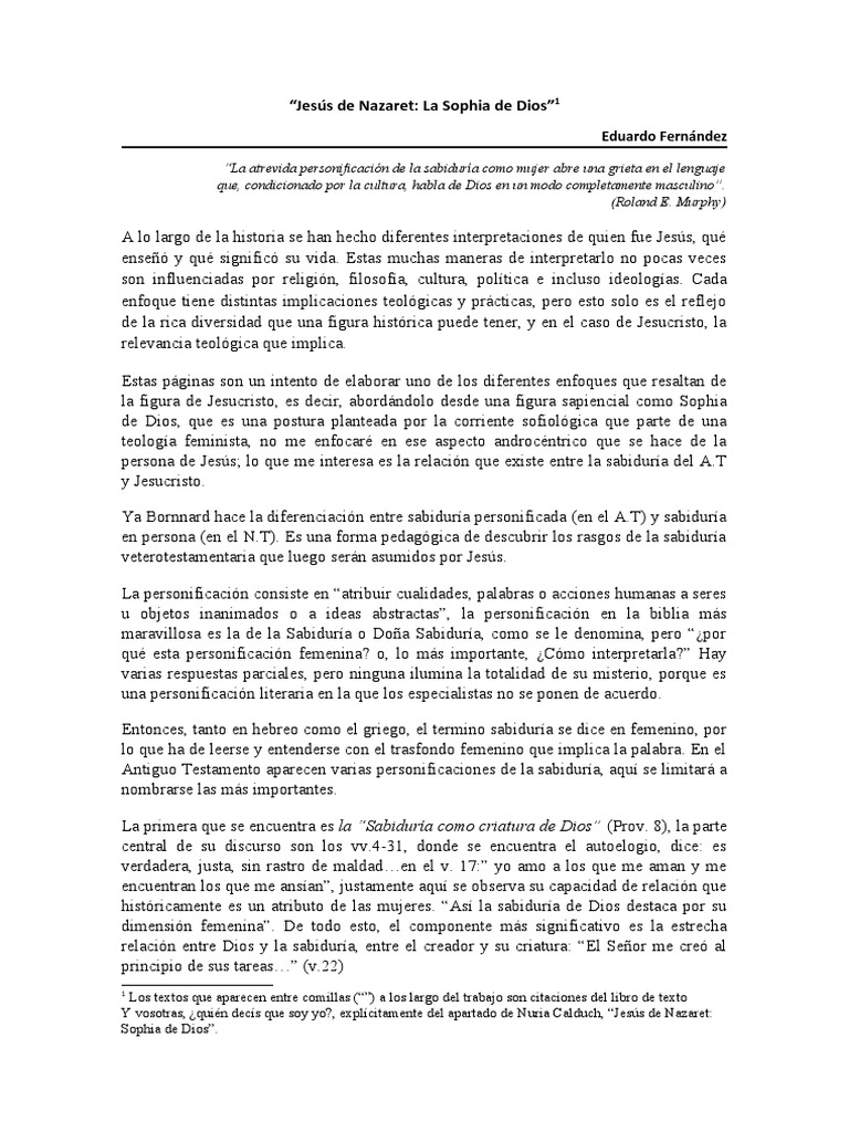 Jesús de Nazaret; Sophia de Dios | PDF | Jesús | Sabiduría