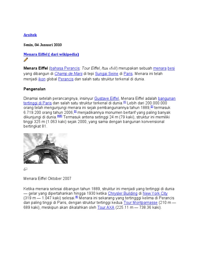 Arsitektur Menara Effiel | PDF