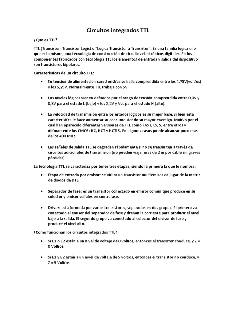 Circuitos TTL y CMOS | PDF | Cmos | Transistor