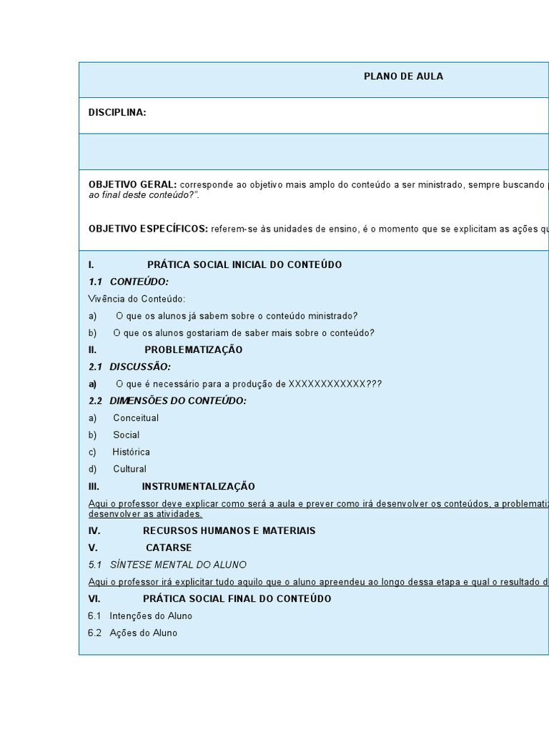 Plano de Aula (Gasparin) | PDF