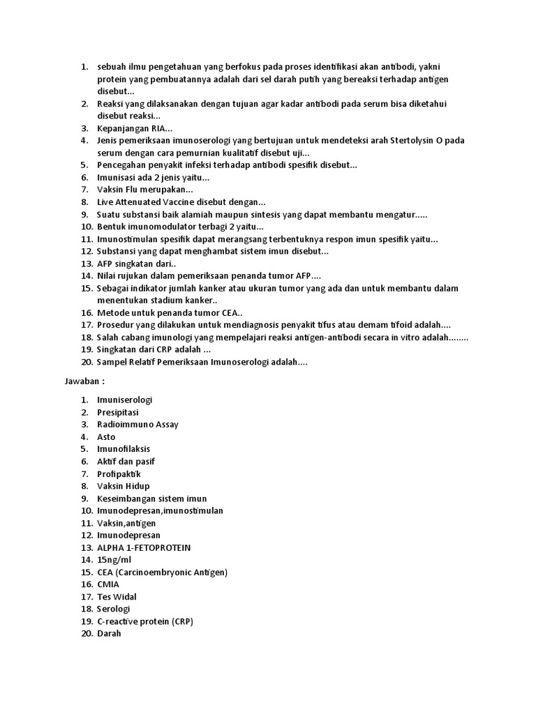 Soal Osca Imunoerologi Ii 2022 | PDF