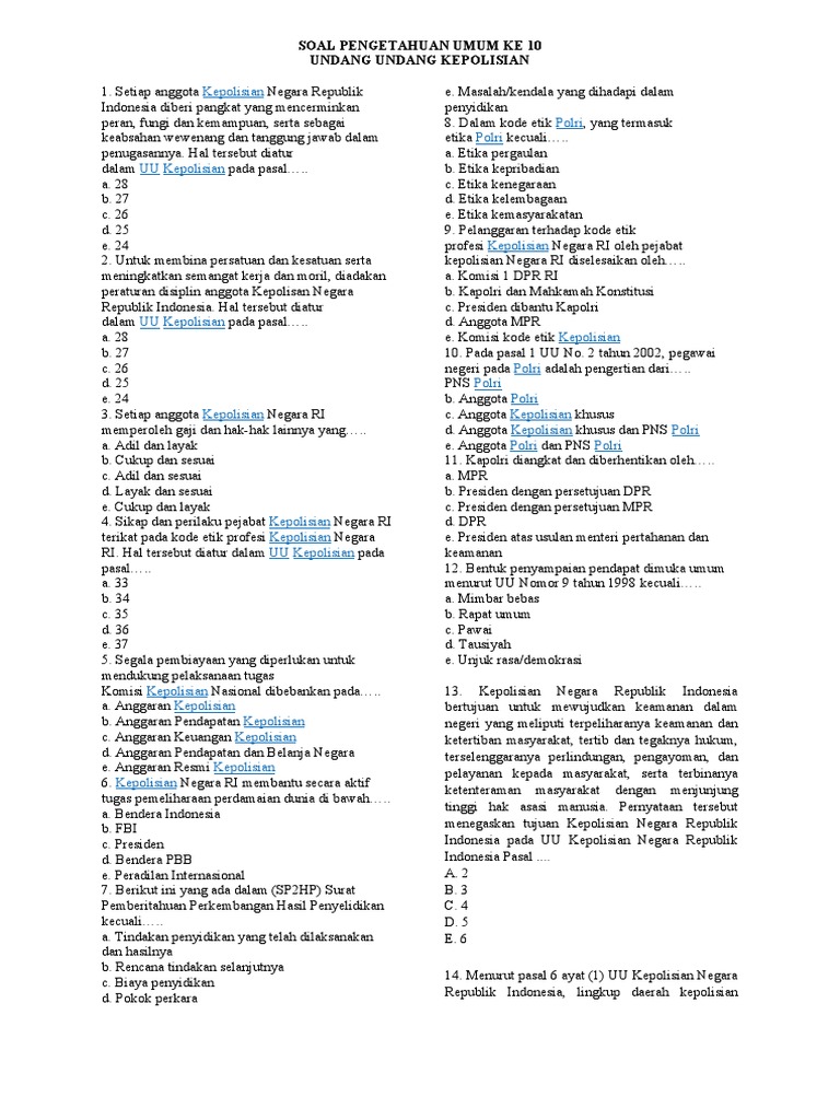 Soal Pu Uu Kepolisian | PDF | Ilmu Sosial
