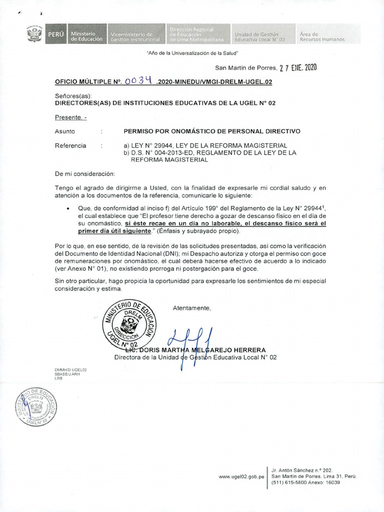 Oficio Multiple N.deg 034 - 2020 | PDF