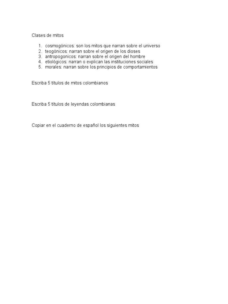 Clases de Mitos | PDF