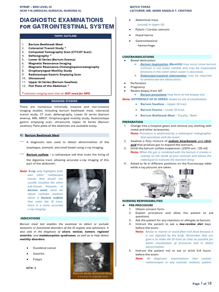 GI Diagnostic Examinations Overview | PDF | Science & Mathematics