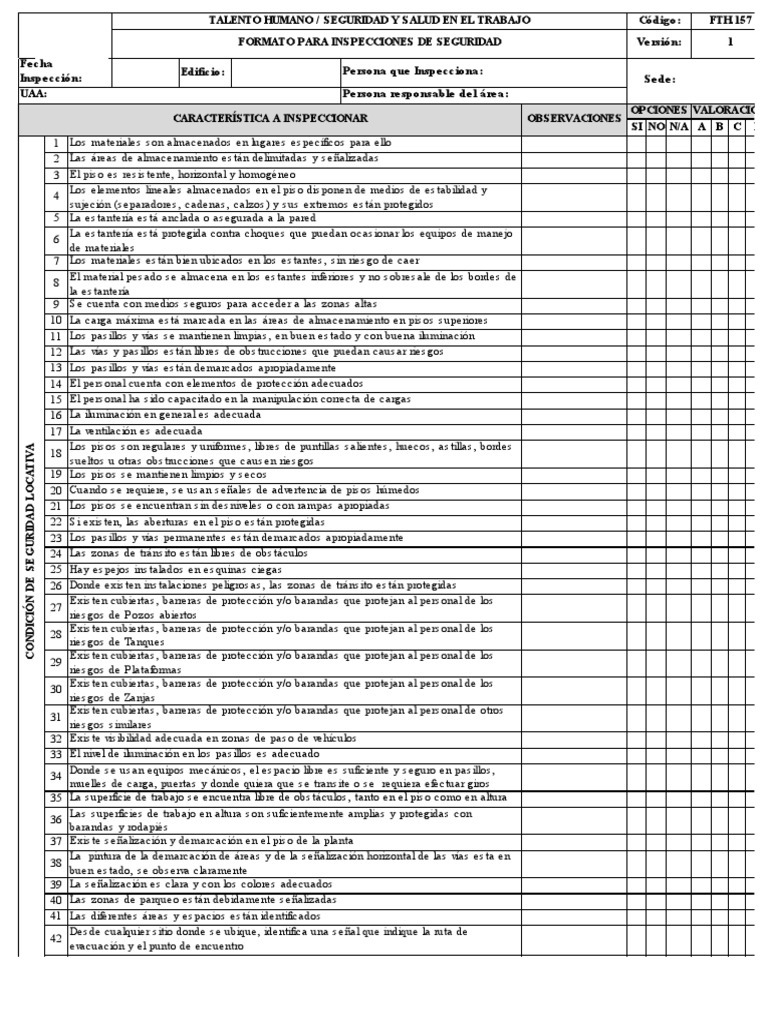 Formato de Inspeccion | PDF