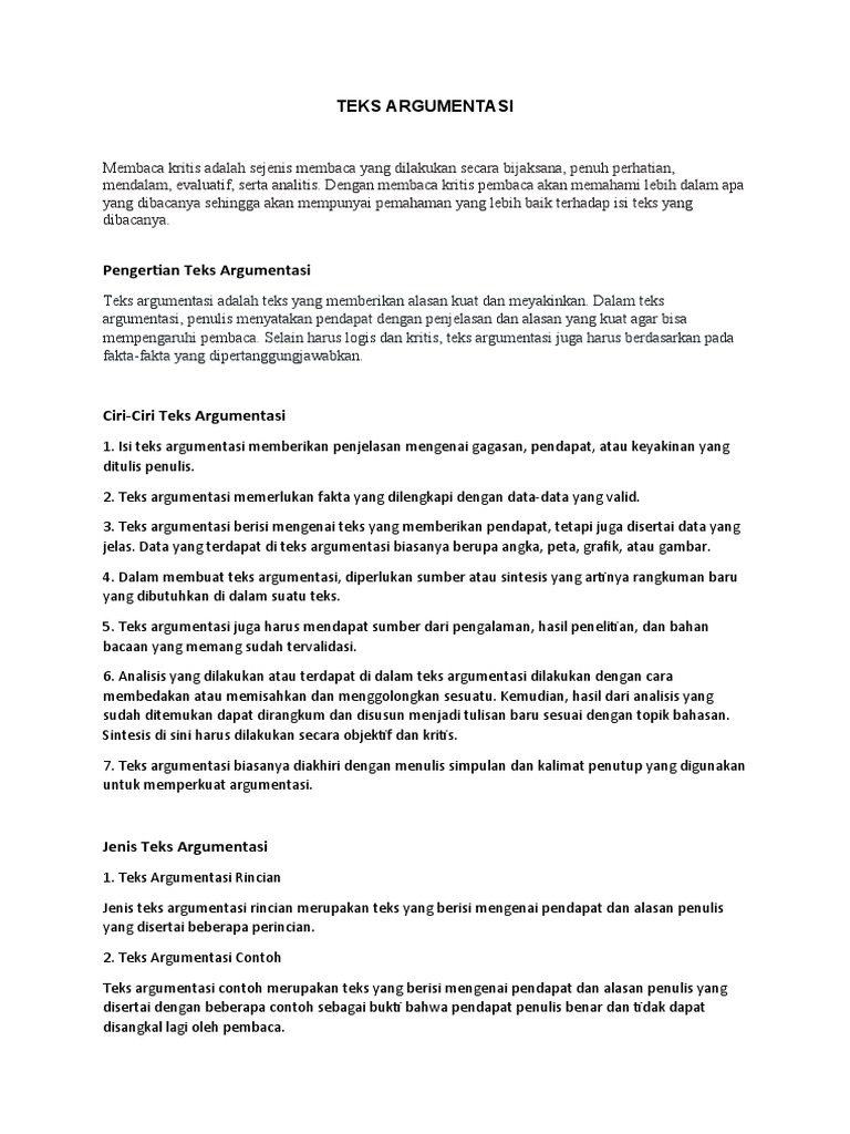 Info Teks Argumentasi | PDF