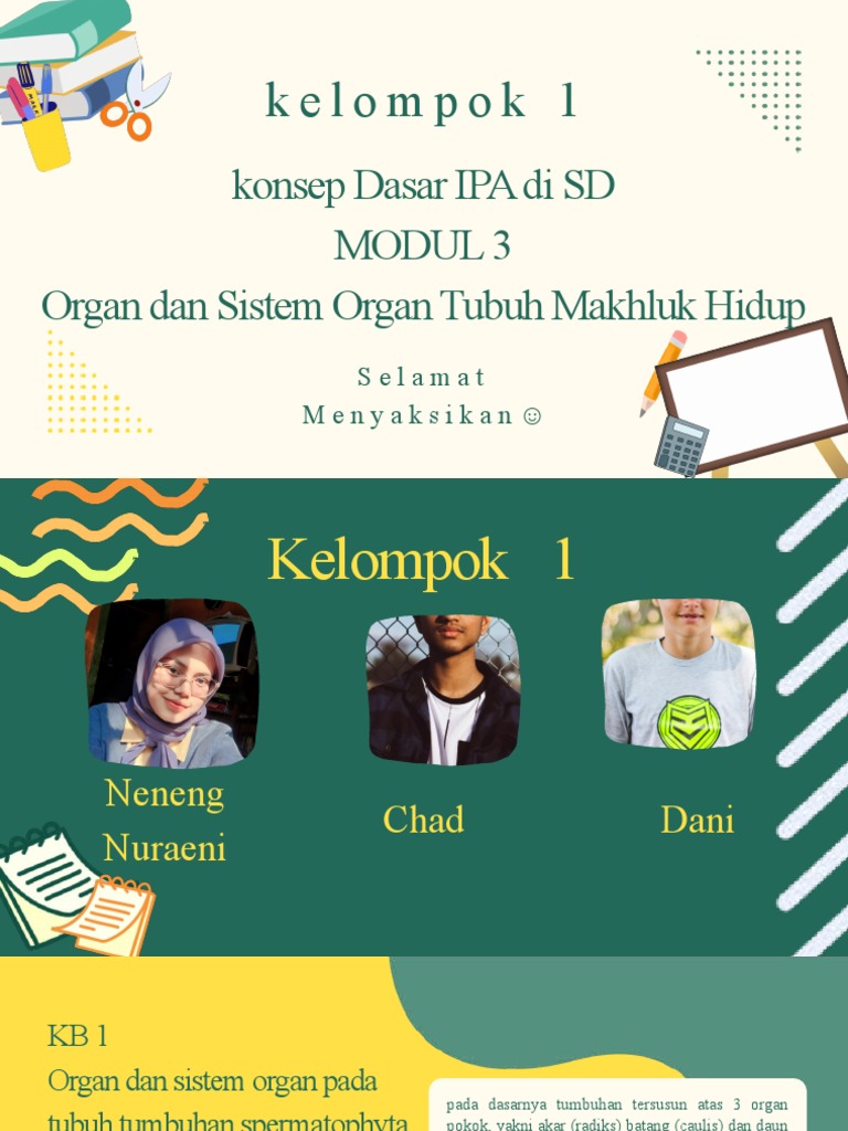 Kelompok 1: Konsep Dasar IPA Di SD Modul 3 Organ Dan Sistem Organ Tubuh Makhluk Hidup | PDF
