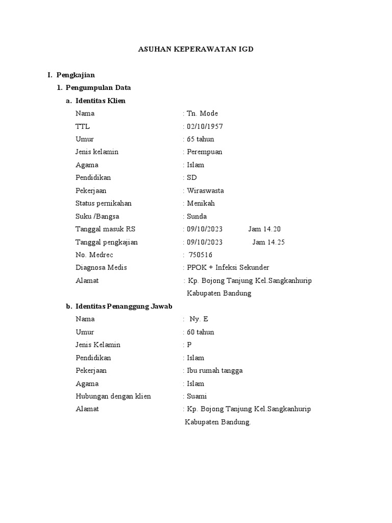 Dokumentasi Asuhan Keperawatan Igd | PDF