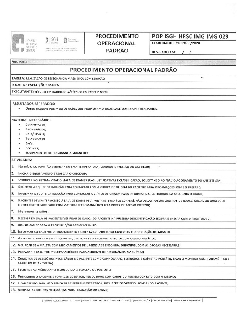 Pop Isgh HRSC Img 029 Realizacao de Ressonancia Magnetica Com Sedacao | PDF