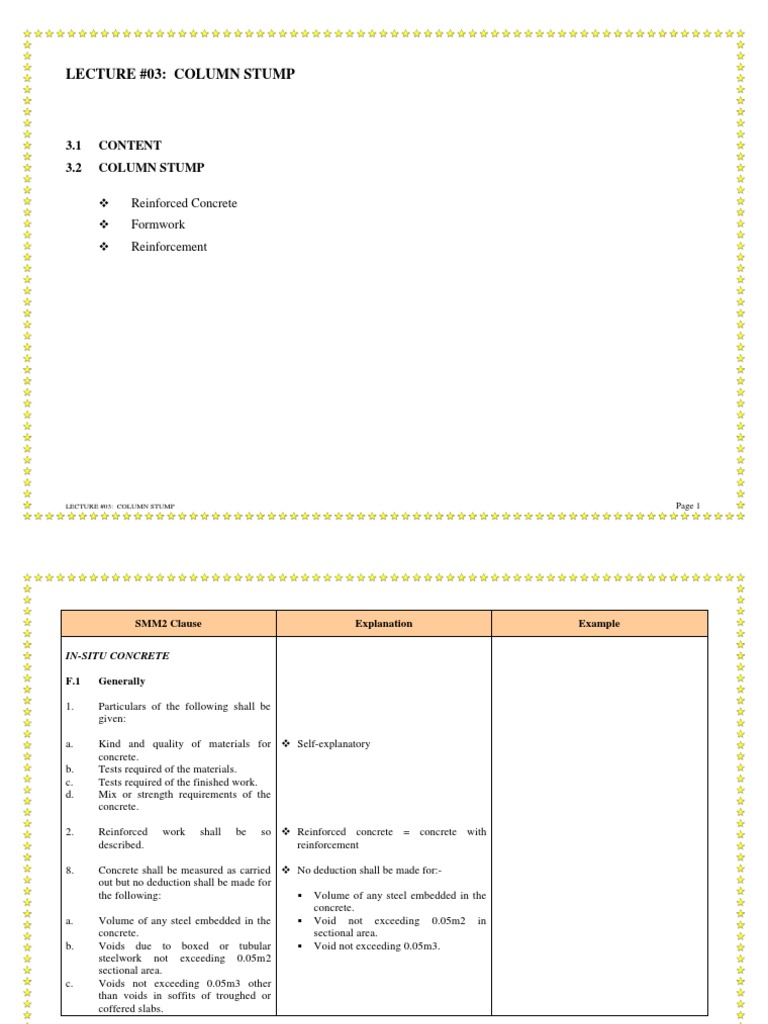 BEQ2104 - Lecture 3 - Column Stump | PDF