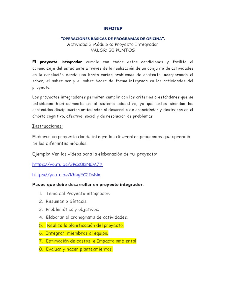 Proyecto Integrador de Infotep | PDF | Aprendizaje | Bailes