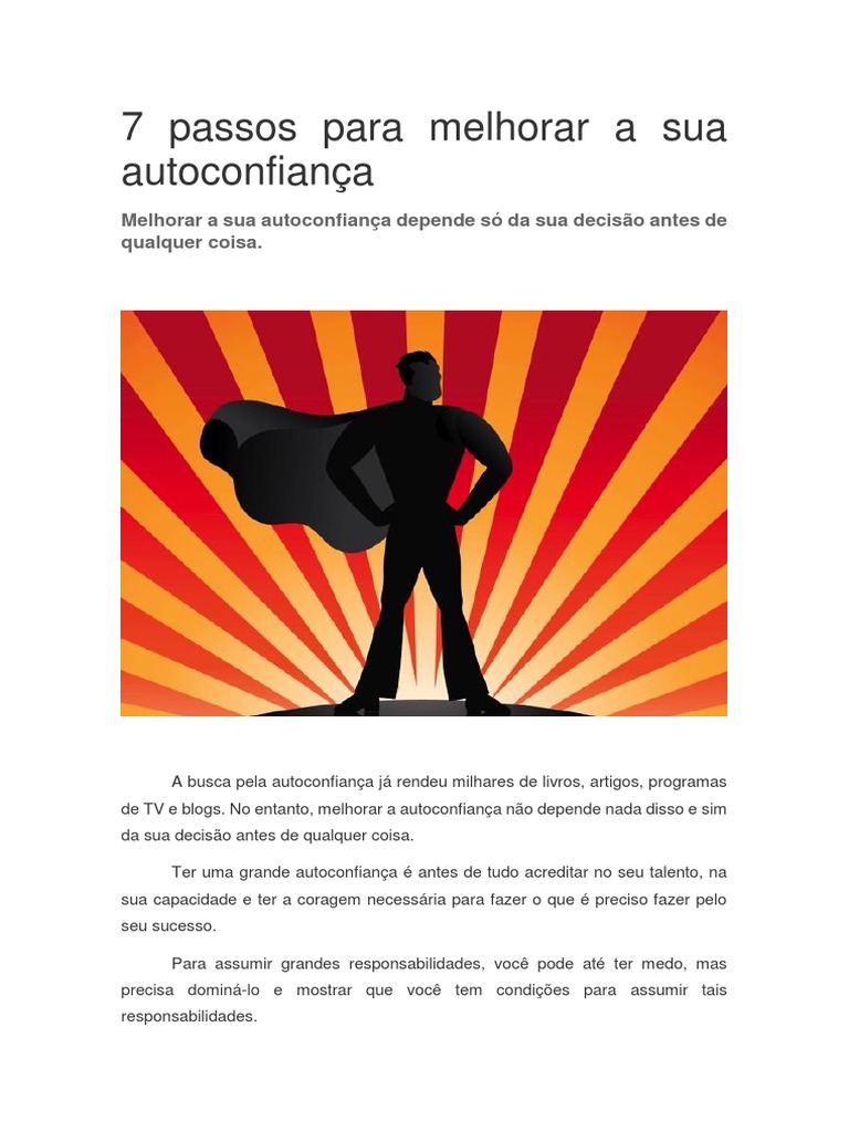 7 Passos para Melhorar A Sua Autoconfiança | PDF | Autoestima | Vida