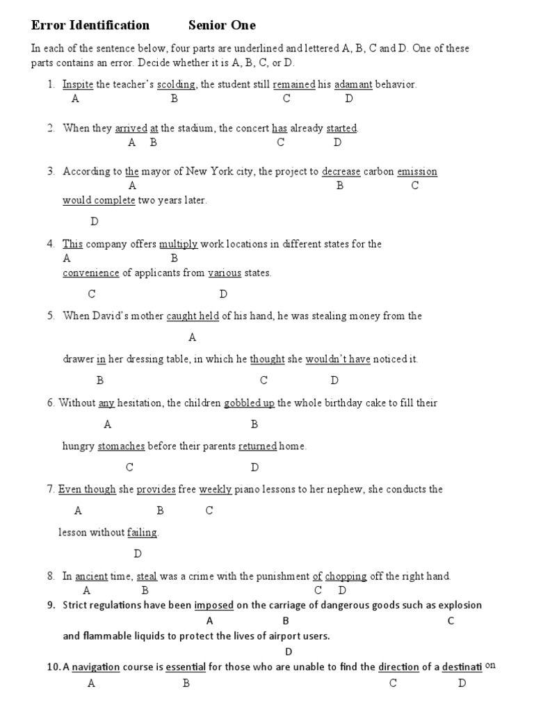 Error Identification | PDF