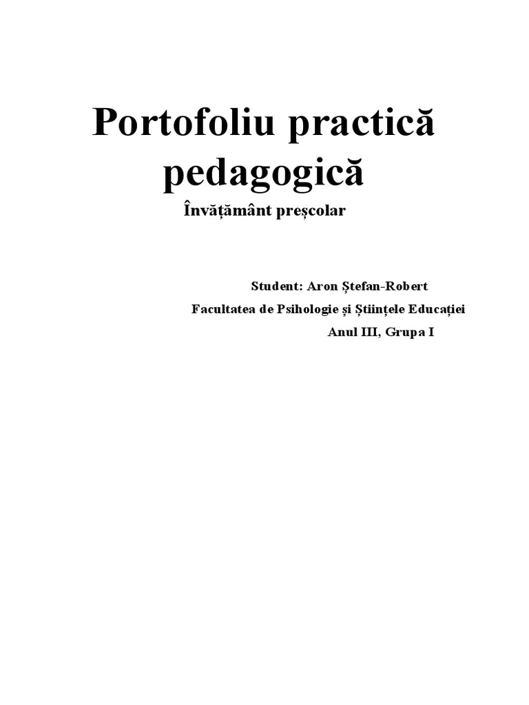 Portofoliu Practica Prescolar | PDF