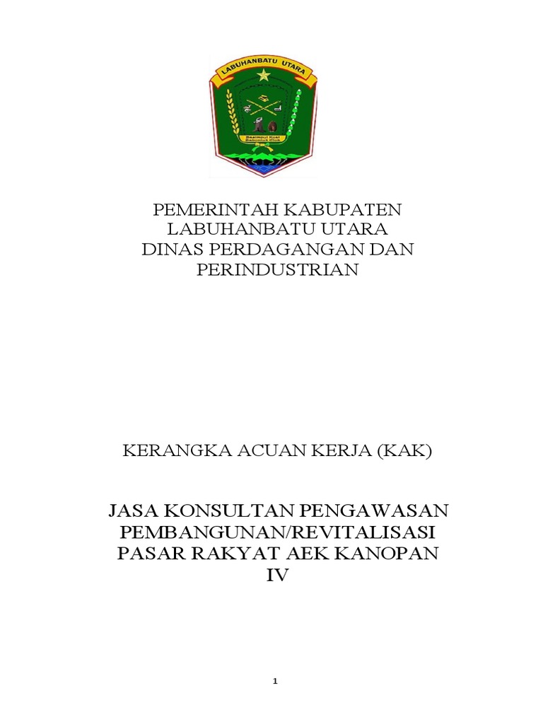 Kak - Supervisi - Pasar - Aek Kanopan Tahap Iv | PDF