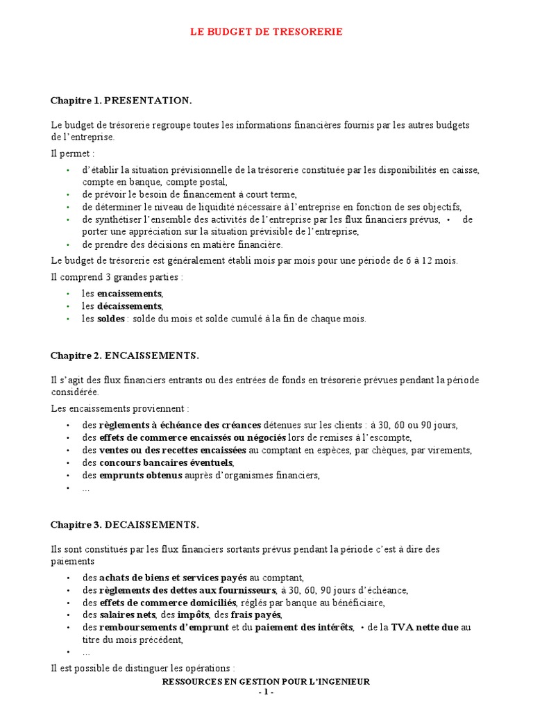 Cours Du Budget de Tresorerie | PDF