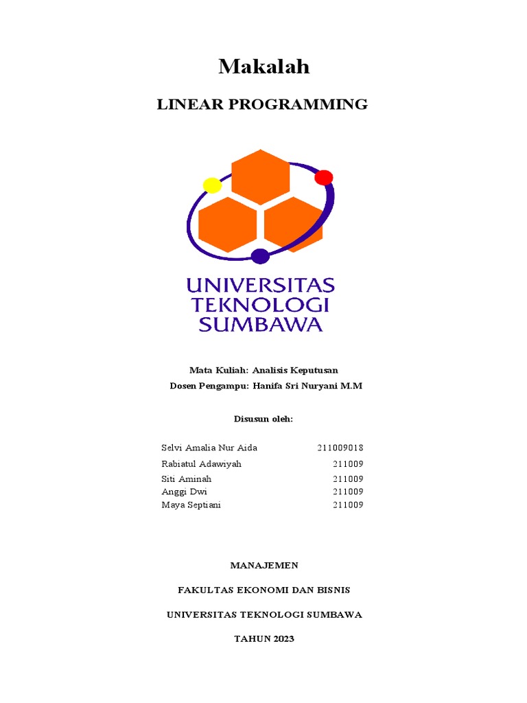 Makalah Linear Programming | PDF | Bisnis | Komputer
