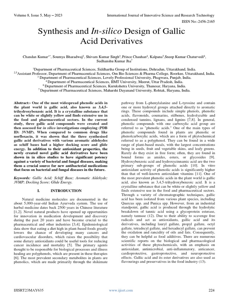 Synthesis and in-silico Design of Gallic Acid Derivatives | PDF ...